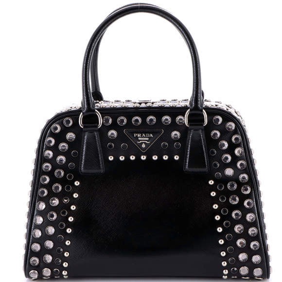 Prada | Bags | Prada Large Pyramid Top Handle Bag Studded Vernice ...